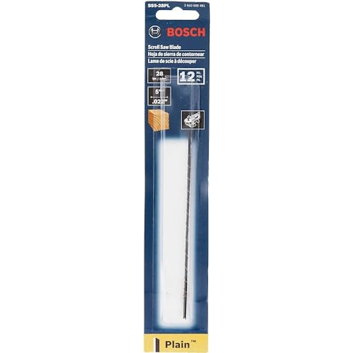 BOSCH SS5-28PL 5-Inch X 28-Tpi Plain End Scroll Saw Blade, Black