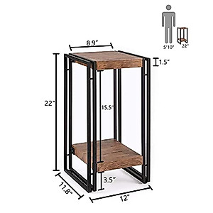 fusehome 22 inch Plant Stand Table, 2 Tier Plant Shelves Indoor Flower Pots Stand Holder Modern Corner Plant Stand Rack Shelves Square Plant Tables for Office Living Room, Balcony