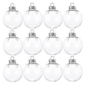 12 Pcs Clear Plastic Fillable Ornaments Balls, 2.36 Inch DIY Plastic Fillable Christmas Decorations Tree Balls for Crafts, Perfect for Decoration for Christmas, Wedding, Party, Home Decor