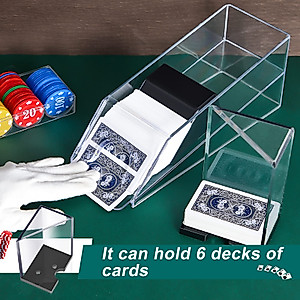 Deekin 6 Deck Blackjack Shoe with Discard Tray Clear Acrylic Card Dispenser for Playing Cards Playing Card Blackjack Dealing Shoe Dispenser Discard Holder Trays for Blackjack Games (2 Pieces)