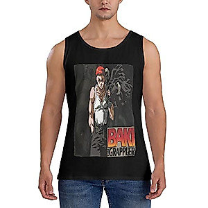 WAYOQI Baki The Grappler Men's Tank Tops Tshirt Sleeveless Shirts Shirt Running Workout Cotton Casual Black Large
