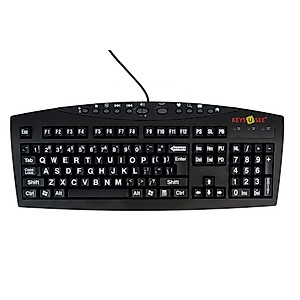 Ablenet Large Print English Black Keyboard with White Letters for The Visually Impaired (MG1512)