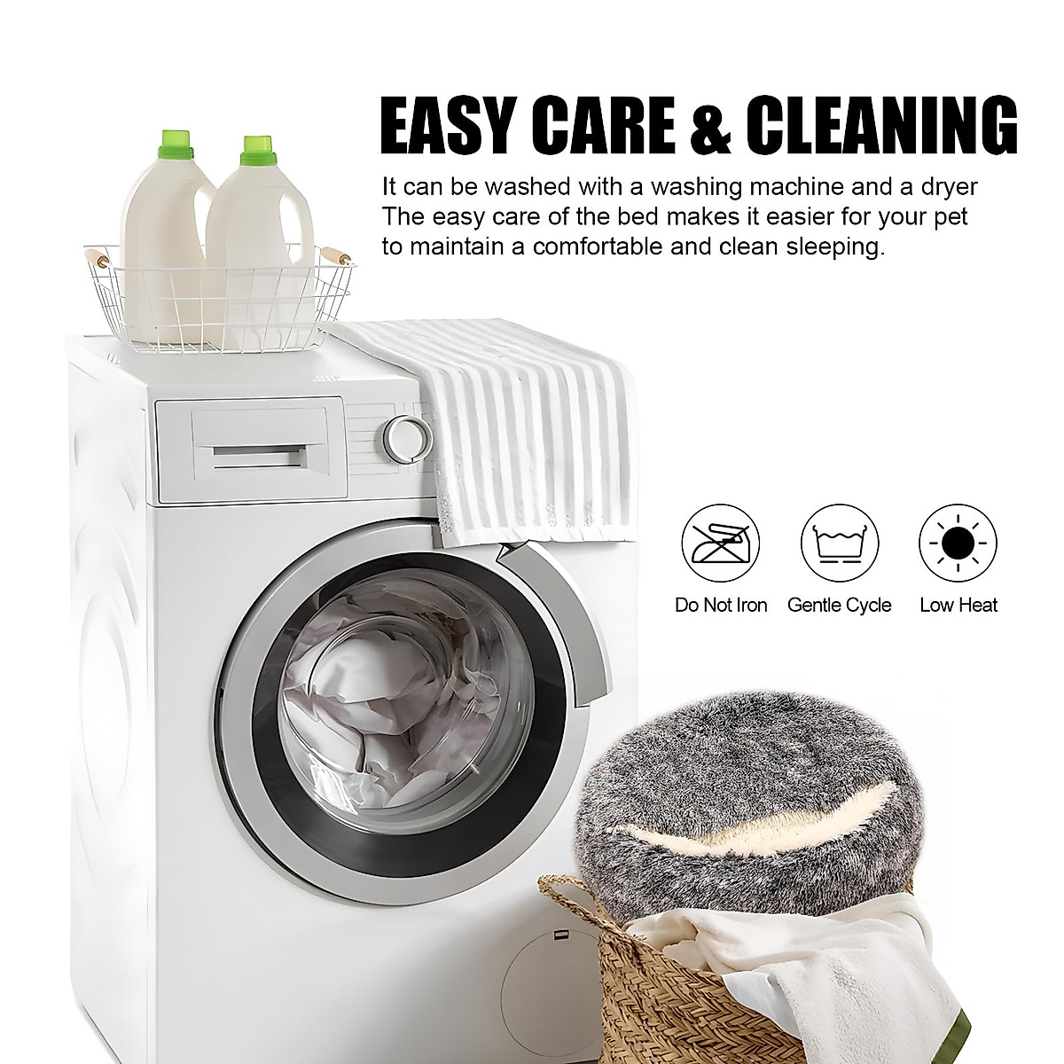 Calming Dog Beds & Cat Cave Bed with Hooded Cover,Washable Round Beds for Small Medium Pets,Anti-Slip Faux Fur Fluffy Coved Bed,Comfortable Warming Pet Bed (20 * 20inch,Grey)