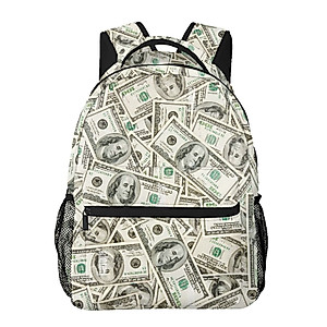 Qurdtt Funny US Dollar Money Backpack Travel Backpack Casual Hiking Daypack for Men Women