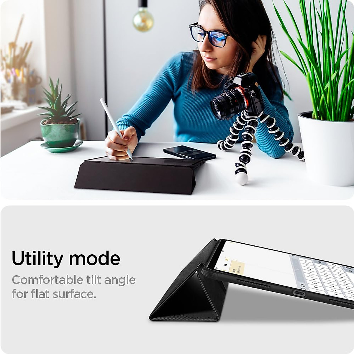 Spigen Rugged Armor Pro Designed for iPad Pro 12.9 inch Case M2 6th Generation (2022) / 5th Generation (2021) with Pencil Holder - Black