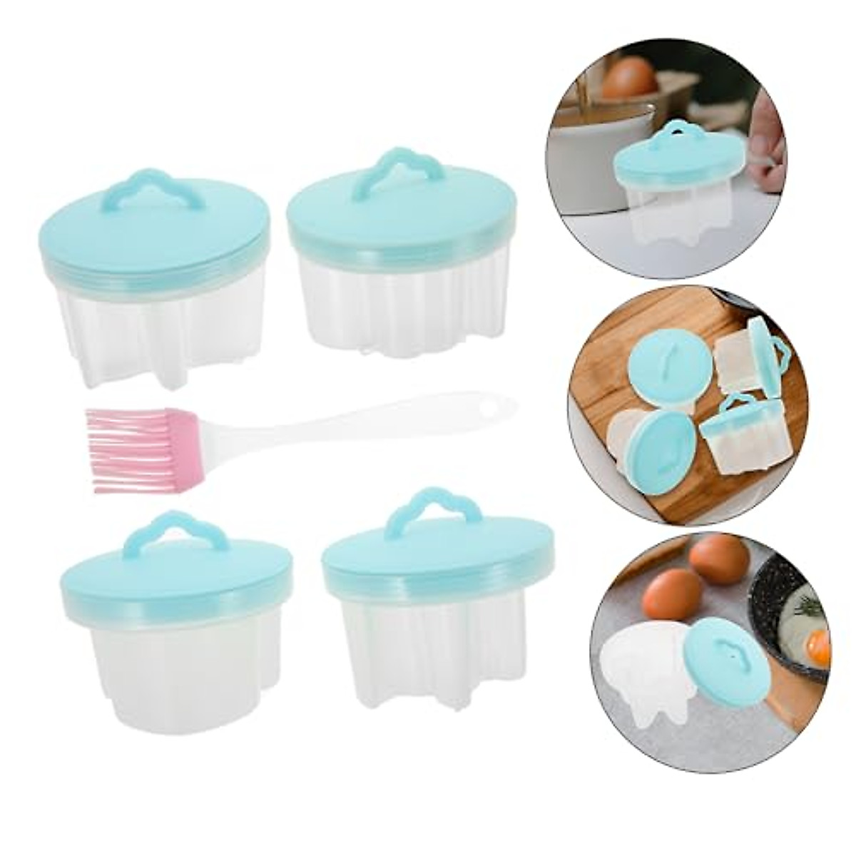 HOLIDYOYO 4pcs Food Maker Egg Cooker Egg Cup Egg Poaching Cup Egg Poacher Tray Food Steamer Egg Poaching Poached Egg Cups Egg Maker Blue