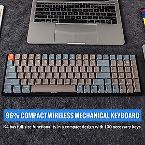 Keychron K4 RGB Bluetooth Mechanical Keyboard, Wired USB C Gaming Keyboard with Optical Blue Switch N-Key Rollover, Compact 100 Keys Computer Keyboard for Mac Windows PC Gamer - Version 2
