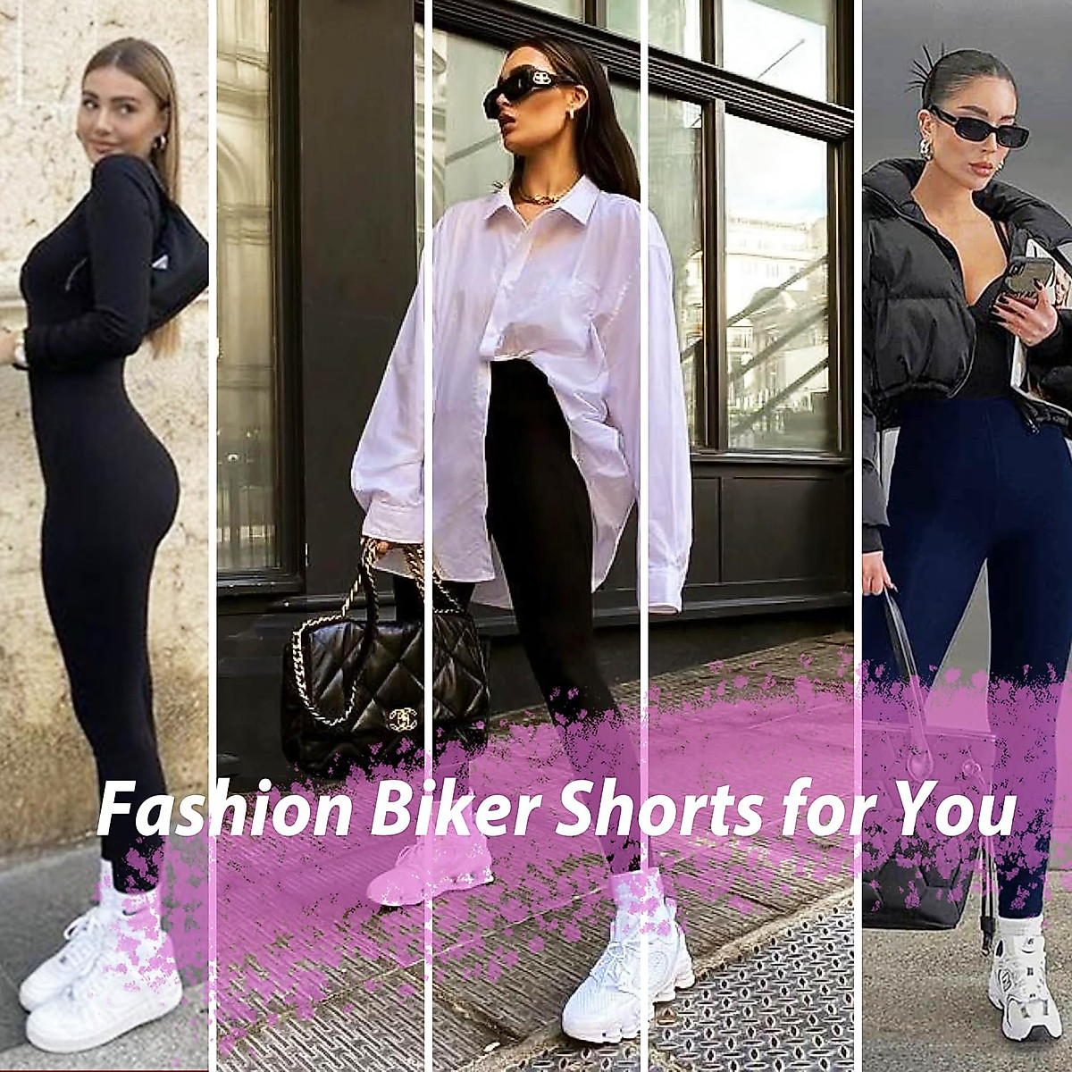 MOREFEEL Leggings with Pockets for Women, High Waisted Tummy Control Workout Black Hip Lift Yoga Pants Activewear