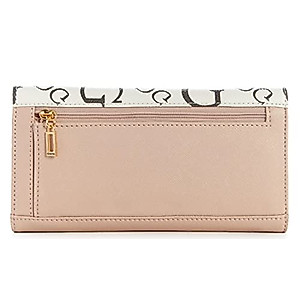 GUESS Women's Marlo Logo Print Front Pocket Trifold Wallet Clutch Bag - Cement