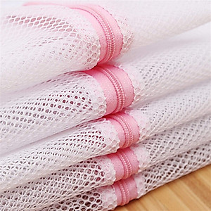 Mesh Laundry Bags for Washing Machine, White Zipped Net Underwear Washing Bag for Delicates Bra Lingerie Socks Tights Bags Shoes