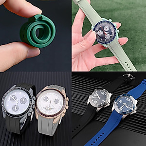 Juntan Curved Ends Silicone Watch Band 20mm 22mm Universal Soft Rubber Sport Replacement Watch Straps for Moonswatch Multiple Colors Watch Bands Men Women