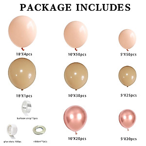 YUNGSUN Balloon Garland Arch Kit, 200Pcs Retro Boho Neutral Nude Cream Peach Champagne Latex Balloons for Coquette Bridal Baby Shower Birthday Gender Reveal Party Decorations