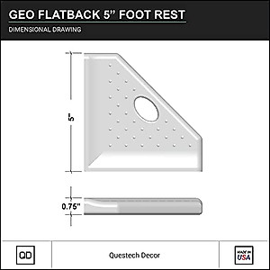 Questech Décor 5 Inch Shower Footrest, Wall Mounted Corner Shower Shaving Shelf, Retrofit Shower Caddy For Tiled Shower Walls, Bathroom Corner Shelf, 5 Inch Geo Flatback, Graphite Black