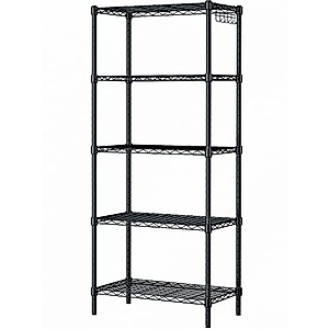 DABUFOY 5 Tier Metal Shelving, Kitchen Shelves, Adjustable Storage Shelves Heavy Duty, Wire Rack Shelf Garage Organizer, Standing Storage Shelf Units for Bathroom Pantry (Black, 23.22L x 13W x 59H)