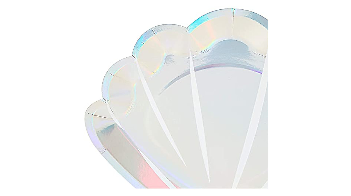 Sparkle & Bash 48 Holographic Seashell Mermaid Party Plates