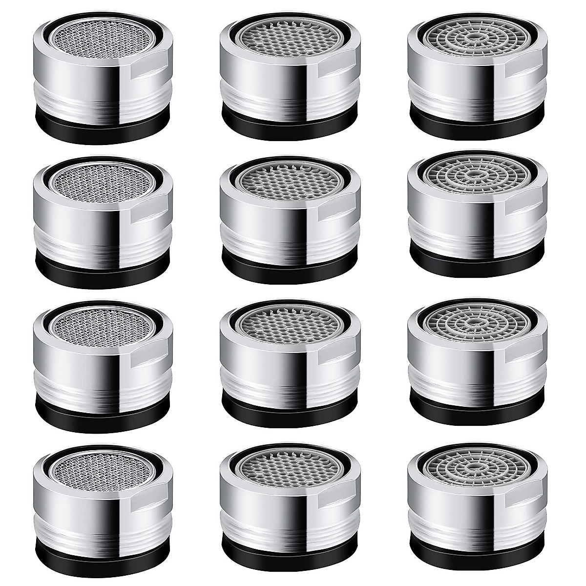 12 Pieces 2.2 GPM Sink Faucet Aerator, Kitchen Sink Aerator Replacement Parts, Bathroom Faucet Aerator, Faucet Adapter Kit with 15/16-Inch or 24 mm Male Thread for Kitchen Bathroom Sink Faucets