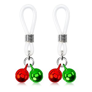 Melighting Christmas Nipple Rings Fake Nipple Piercing Jewelry with Bell Adjustable Non-Piercing Nipple Piercing for Women Faux Nipple Jewelry