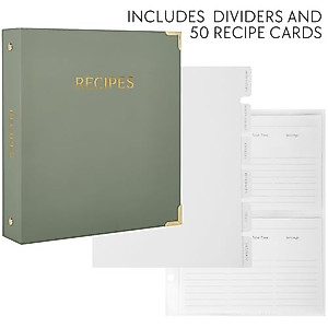 Aesthetic Recipe Binder with Waterproof Cover - The Perfect Recipe Book with Plastic Sleeves to Write in Your Own Recipes - Quality Blank Cookbook Binder to Organize Your Recipes - Recipe Cards incl.