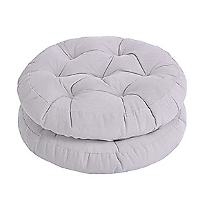 Tiita Patio Chair Cushions Round Seat Pillows Set of 2 Floor Pads 16 x 16 inch Throw Cushion for Indoor/Outdoor Furniture Sitting Living Room Garden, Grey