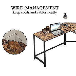 GOOD & GRACIOUS L-Shaped Gaming Desk, 54.3x54.3 Inch L Shape Desk, Corner Desk for Home Office, Modern Home Office Study Writing Workstation L Table, Easy Assembly, Rustic Brown