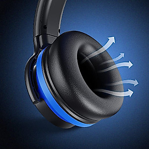E7 BasicB Active Noise Cancelling Bluetooth Wireless Over Ear Headphones with Mircophone, 30H Playtime,Deep Bass, Comfortable Protein Earpads, for Travel, Home, Office (Blue+Black)