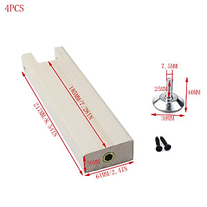 Mewutal 4PCS Wood Bed Frame Support Leg, Bed Part Replacement, Bed Support Bracket for Bedroom, with Mounting Screws and Adjustable Base (185mm, Adjustable 0-2cm)