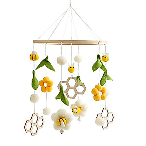 Bees Pendant Crib Mobile Wind Chime Hanging Bees and Bee Hive Bell Pendant Children Room Living Room Party Decoration Gift for Boys Girls