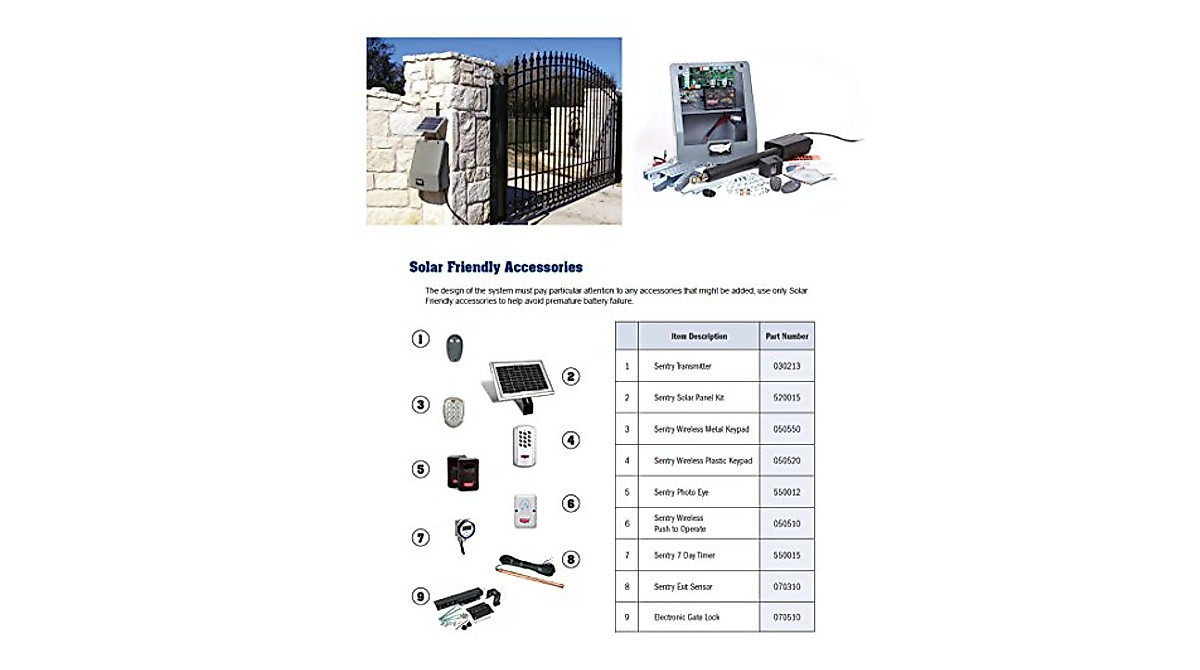 US Automatic Solar Panel Kit for Sentry Gate Openers - 5W Charging System