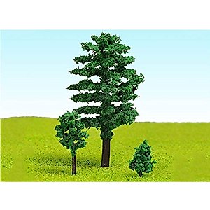 NW 55pcs Mixed Model Trees Model Train Scenery Architecture Trees Model Scenery with No Stands Street View Model Scale for Model Building Dollhouse Decoration (55pcs All Green（1.57-3.54inch）)