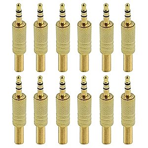 Antrader 3.5mm/1/8 Stereo Male Plug Audio Cable Connector w/Spring Coax Cable Audio Solder Adapter Pack of 12