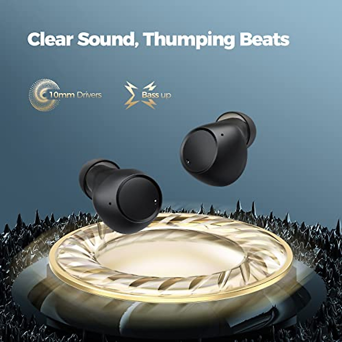 Wireless Earbuds ANC, Bluetooth 5.2 Active Noise Canceling Headphones w/35H Playtime and Punchy Bass, Sport Earphones w/Wireless Charging, Touch Control, Twins and Mono Modes, IPX8