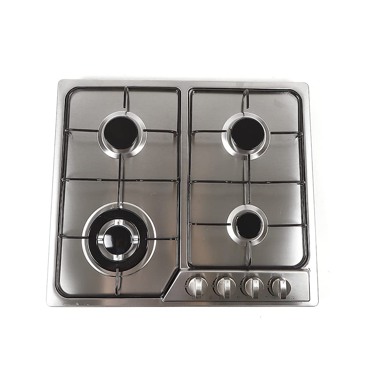4 Burner Natural Gas Cooktop, Portable Gas Stove, Built-In Natural Gas Stove Cooker Stainless Steel Cooktop Cast Iron Grates Gas Stovetop, for Apartment, Indoor (Not Included Gas Pipe)