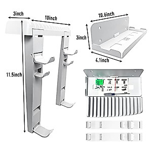 JDGPOKOO PS5 Wall Mount, 8 in 1 PS5 Wall Mount Kit with PSVR2 and PS5 Controller Holder & PSVR 2 and Headphone Hanger & Game Storage Stand for Playstation 5 (Disc & Digital Edition) & Playstation VR2