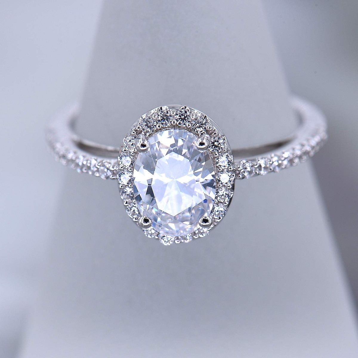 Oval Cut Solitaire 1.5ct CZ Rhodium Plated Engagement Anniversary Wedding Band Promise Women Diamond Ring (5)