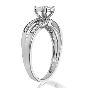 Vir Jewels 1/4 cttw Diamond Cluster Set Wedding Engagement Ring 14K White Gold Bridal Size 7