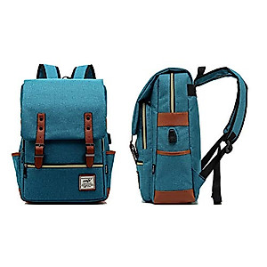 LIZAIDA MENENDEZ Vintage Laptop Backpack for Women Men,Travelling Backpack Casual Daypacks,15.6 Inch College Backpack With USB Charging Port (1-(Deep Teal USB))