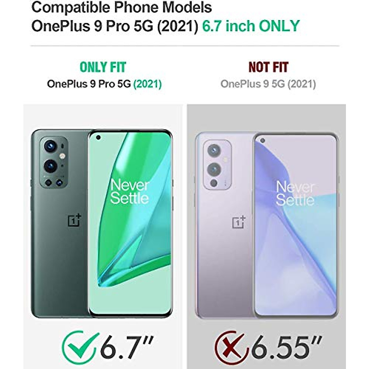 Poetic Guardian Case Designed for Oneplus 9 Pro 5G, Built-in Screen Protector Work with Fingerprint ID, Full Body Hybrid Shockproof Bumper Cover Case, Black/Clear