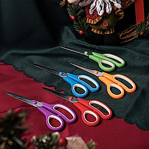 Multipurpose Scissors ,Stainless Steel Comfort Grip Handles，Sturdy Sharp Scissors for Office Home School Sewing Fabric Craft Supplies,Pack of 5，Right/Left Handed
