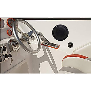 Herdio 4 Inches Waterproof Marine Ceiling Flush Wall Mount Speakers with 160 Watts Power, Handling for Kitchen Bathroom Boat Car Motorcycle Cloth Surround and Low Profile Design - 1 Pair (Black)