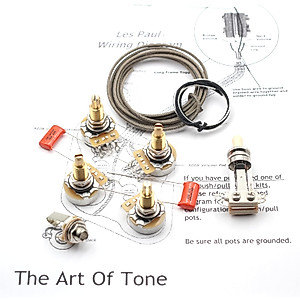 TAOT Wiring Kit for Gibson Les Paul - Long Shaft - CTS TAOT Pots Orange Drop Caps