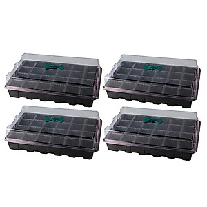 Happyyami 4 Sets 24 Plug Plant Trays Tray Kits Propagation Tray Germination Dome Germination Trays Supplies Starter pots Pot Trays Micro Greens Plant Germination Tray Organic Planter