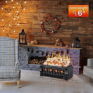 R.W.FLAME Electric Fireplace Log Set Heater 21IN, Remote Control, Flame Brightness Adjustable,Realistic Ember Bed,Overheating Protection for Home and Office Decor,1500W Whitish Gray logs