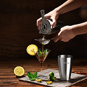 Cocktail Shaker, Martini Shaker, Drink Shaker, Cocktail Shaker Set 6 Piece, Boston Shaker, Bar Set, Cocktail Strainer, Bar Tools, Bartender Kit, Stainless Steel Double Measuring Jigger, Mixing Spoon