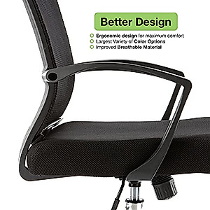 Modern Home Zuna Mid-Back Office Task Chair - Ergonomic Back Supporting Mesh Back Desk Chair (Black/Aqua)
