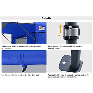 MASTERCANOPY Pop up 10x10 Canopy Tent with Awning and Sidewalls, Blue