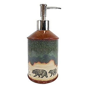 Ebros Rustic Forest Bear Country Family Mother And Cub Leaving Pawprint Trail Bathroom Accent Western Decorative Accessories For Cabin Lodge Farmhouse (Liquid Soap Or Lotion Pump Dispenser)