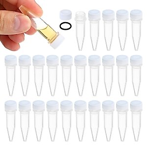 PATIKIL 1.5ml Plastic Cryogenic, 25Pcs Cryogenic Vial Screw Top Frozen Test Tube for Lab Laboratory Science, White Cap