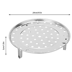 Cooking Tray Round 9.5 Inch Stainless Steel Steam Holder Shelf, Pressure Cooker Canner Rack Removable Legs Chinese Steaming Rack for Instant Pot Accessories Multi-functional Steamer Basket (1Pcs)