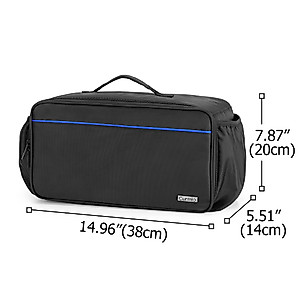 CURMIO Game Disc Storage Bag Holds Up to 24 Discs, Game Disk Travel Case Compatible for PS5/PS4/PS4 Pro/PS3/Xbox One/Xbox 360//Xbox Series X/S, Blue Stripe(Bag Only)