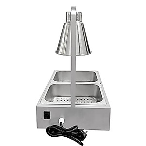 Portable French Fry Warmer Infrared Heat Lamp Warmer Food Holding Station with Dual Bulbs and Trays Commercial